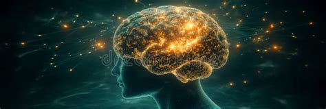 Abstract Human Head With Glowing Brain Neural Networks Digital Art