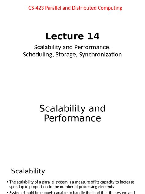 Lecture 14 Scalability And Performance Scheduling Storage