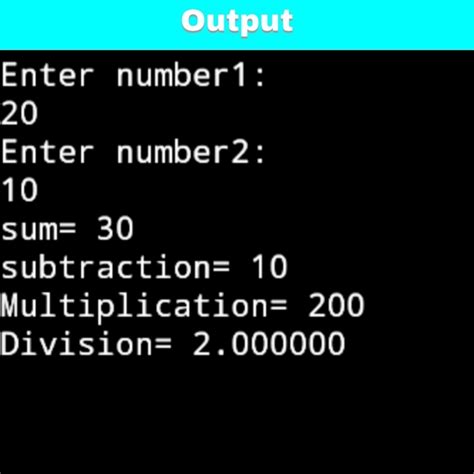 codeforhunger c program to perform all arithmetic operations using