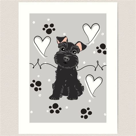 Love Black Miniature Schnauzer Art Print For Sale By Lulupainting In