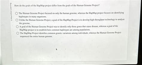 Solved How Do The Goals Of The Hapmap Project Differ From