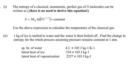 solved the entropy of a classical monatomic perfect gas of