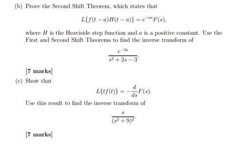 Solved B Prove The Second Shift Theorem Which States That