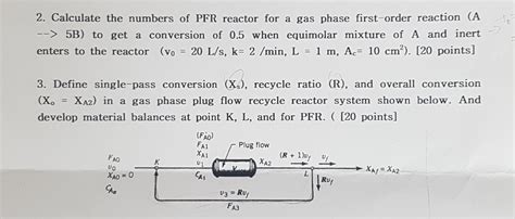 solved 2 calculate the numbers of pfr reactor for a gas