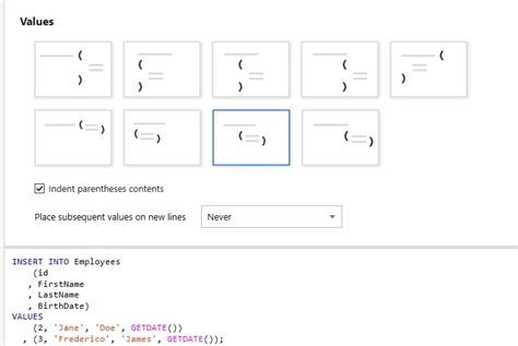 A Clean Values Clause With Sql Prompt Sqlservercentral