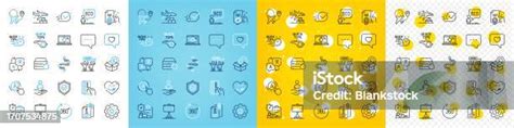 Vector Icons Set Of Love Message Checkbox And Timeline Line Icons For Web App Vector Stock