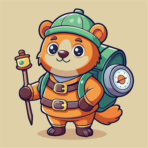 Premium Vector Lovely Bear With Smiling Face And Compass Cartoon Vector