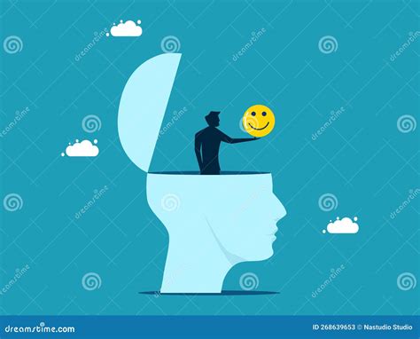 Man Opens An Optimistic Idea In His Head The Concept Of Positive Openness Stock Vector Man Opens An Optimistic Idea In His Head The Concept Of Positive Openness Stock Vector