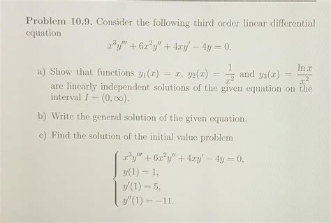 Solved Problem 10 9 Consider The Following Third Order