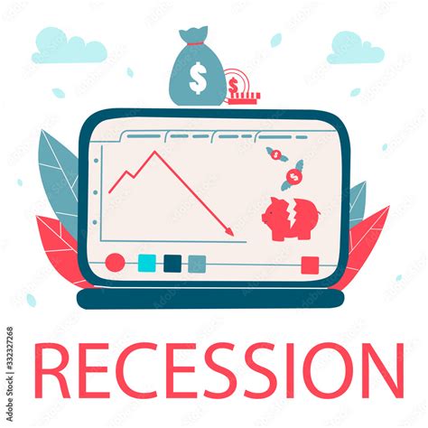 Recession Chart Cartoon Flat Vector Illustration Decrease Graph Stock