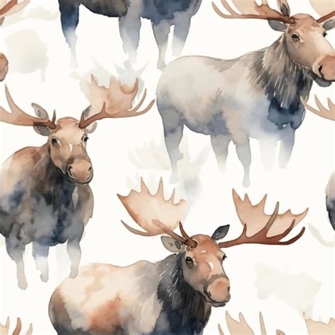 Download Watercolor Moose Pattern Patterns Online Creative Fabrica