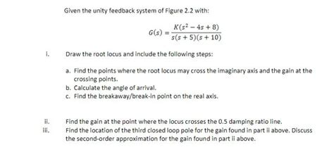 Solved Given The Unity Feedback System Of Figure 2 2 With Chegg Com