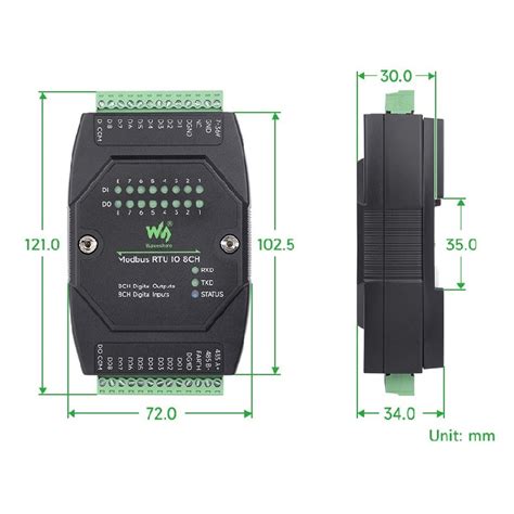 Waveshare Industrial 8 Ch Digital Input And Output Module Dc 7~36v Wide Voltage Power Supply