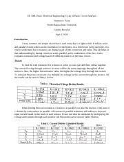 Lab Basic Circuit Analysis Docx EE L Basic Electrical Engineering I Lab Basic