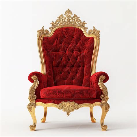 Luxurious Red Velvet Throne Chair With Gold Accents For Elegant And
