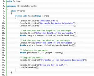 Rectangle Perimeter Calculator In CSharp INetTutor