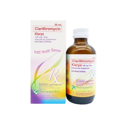 Klaryz Clarithromycin 125mg 5ml Granule For Suspension 50ml Tutti