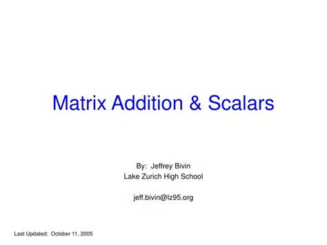 Ppt Matrix Addition And Scalars Understanding The Basics Powerpoint