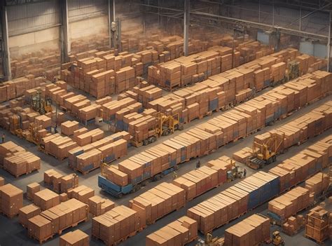 Premium Ai Image A Large Importexport Warehouse Filled With Crates Of