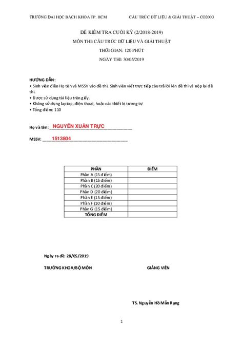 Pdf Cấu Trúc Dữ Liệu Và Giải Thuật Đh Bách Khoa Hcm Finals22018