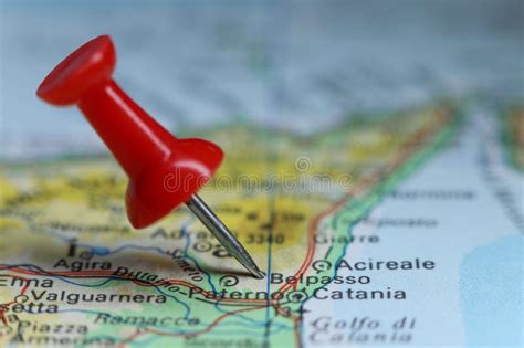 Belpasso Sicily Italy Pin On Map Stock Image Image Of Close