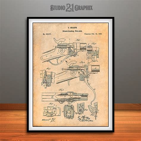 1867 Sharps Breech Loading Rifle Patent Sharps Poster Sharps Etsy