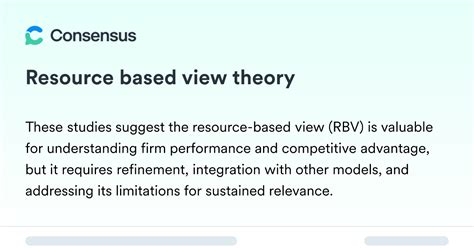 Resource Based View Theory Consensus Academic Search Engine