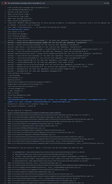 Generic Error Formed After Running Action Issue ArtiomTr Jest Coverage Report Action