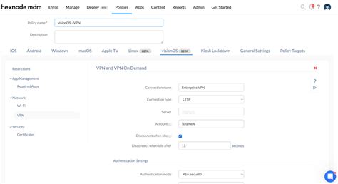 How To Configure VPN For VisionOS From Hexnode Hexnode Help Center