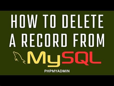 Delete Record Query From Mysql Database Phpmyadmin Table YouTube