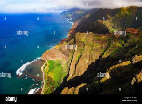 Nualolo Kai Beach And The Na Pali Coast Aerial Nualolo Kai State