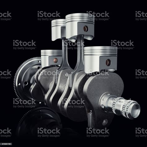 V4 엔진 피스톤 및 장부에 검정색 배경 피스톤과 크랭크 샤프트 4 개의 실린더 엔진입니다 V4 자동차 엔진입니다 현대 자동차 엔진 3d의 개념 렌더링 3차원 형태에 대한