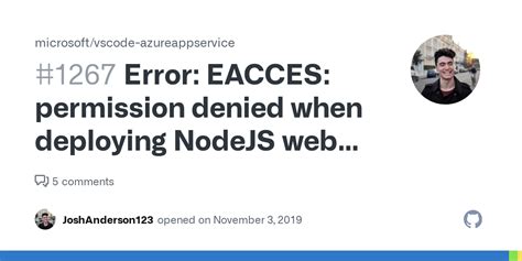 Error Eacces Permission Denied When Deploying Nodejs Web App · Issue