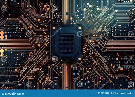 A Powerful Computer Processor Or Chip On A Motherboard Modern Technologies Stock Illustration