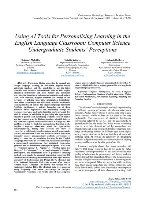 Pdf Using Ai Tools For Personalising Learning In The English Language Classroom Computer
