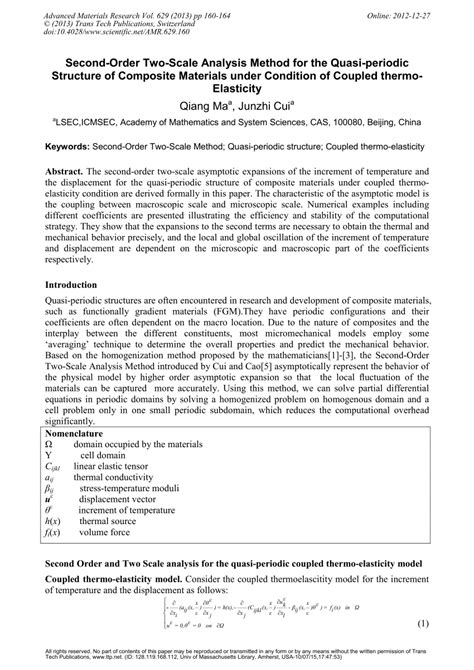 Pdf Second Order Two Scale Analysis Method For The Quasi Periodic