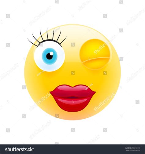 Wink Female Face Emoji Happy Emoticon Stock Vector Royalty Free