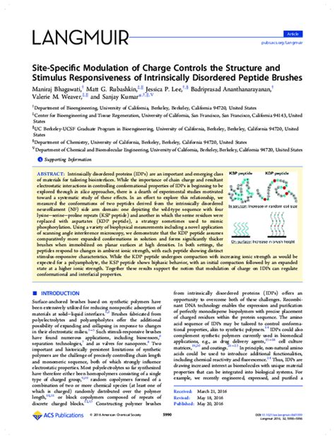 Pdf Site Specific Modulation Of Charge Controls The Structure And Stimulus Responsiveness Of