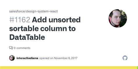 Add Unsorted Sortable Column To DataTable Issue Salesforce Design System React GitHub