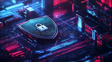 3d Cybersecurity Concept With Shield And Data Protection Generative Ai Stock Illustration