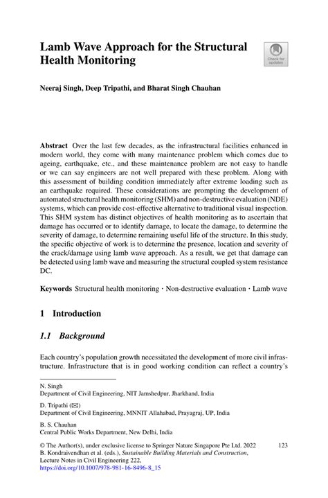 Pdf Lamb Wave Approach For The Structural Health Monitoring