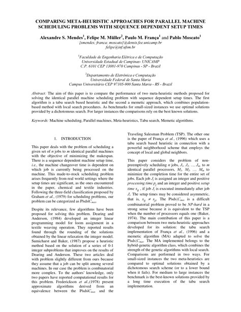 Pdf Comparing Meta Heuristic Approaches For Parallel Machine