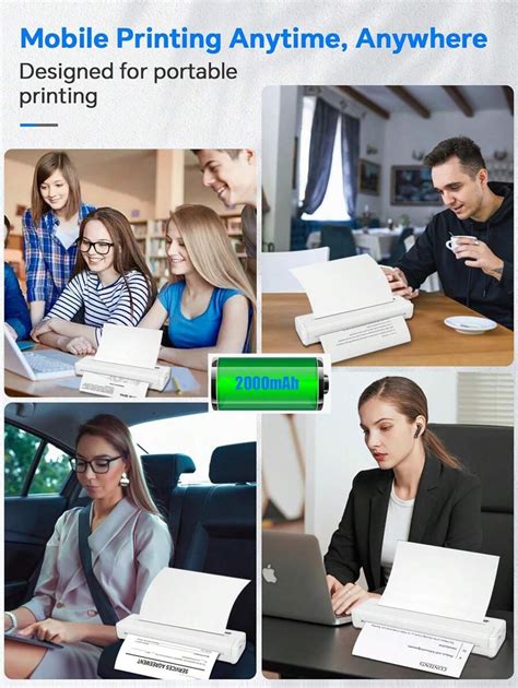 Portable A4 Thermal Printer For Travel Thermal Wireless Bluetooth Mini Inkless Printer