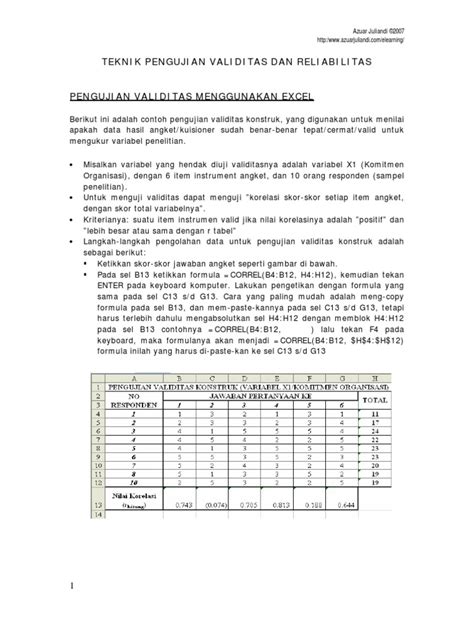 Contoh Uji Validitas Dan Reliabilitas Pdf