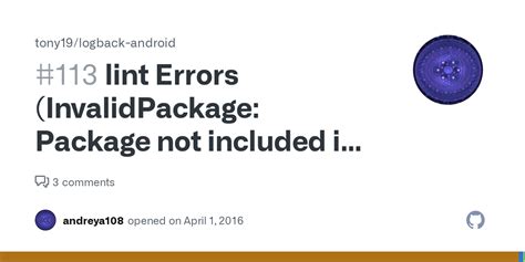 lint errors invalidpackage package not included in android · issue