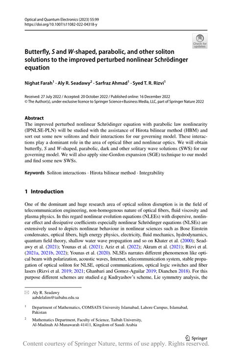 Butterfly S And W Shaped Parabolic And Other Soliton Solutions To