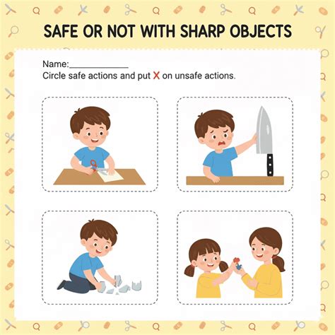 Safe Or Not With Sharp Objects Worksheet Download And Print Now