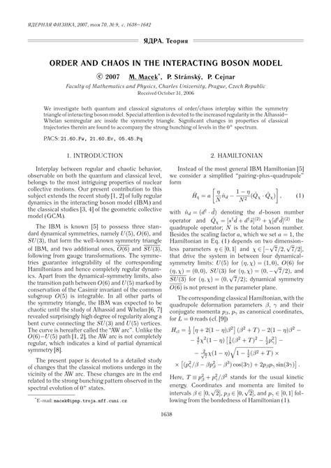 Pdf Order And Chaos In The Interacting Boson Model