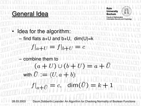 Ppt An Algorithm For Checking Normality Of Boolean Functions Powerpoint Presentation Id3892450