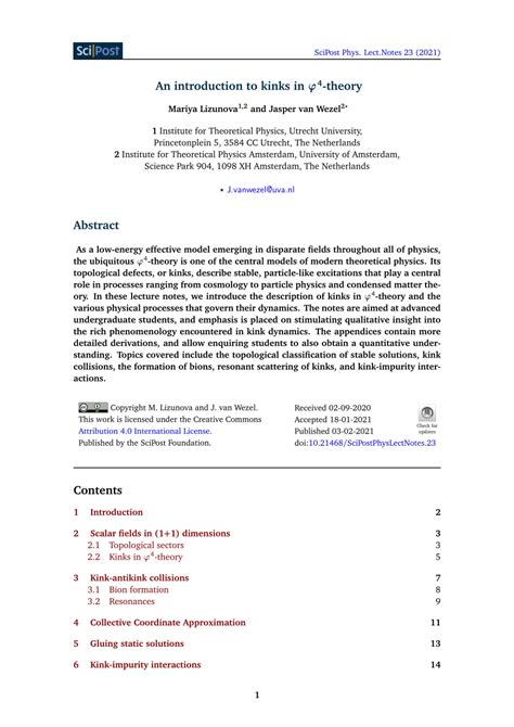 Pdf An Introduction To Kinks In Varphi 4 Theory